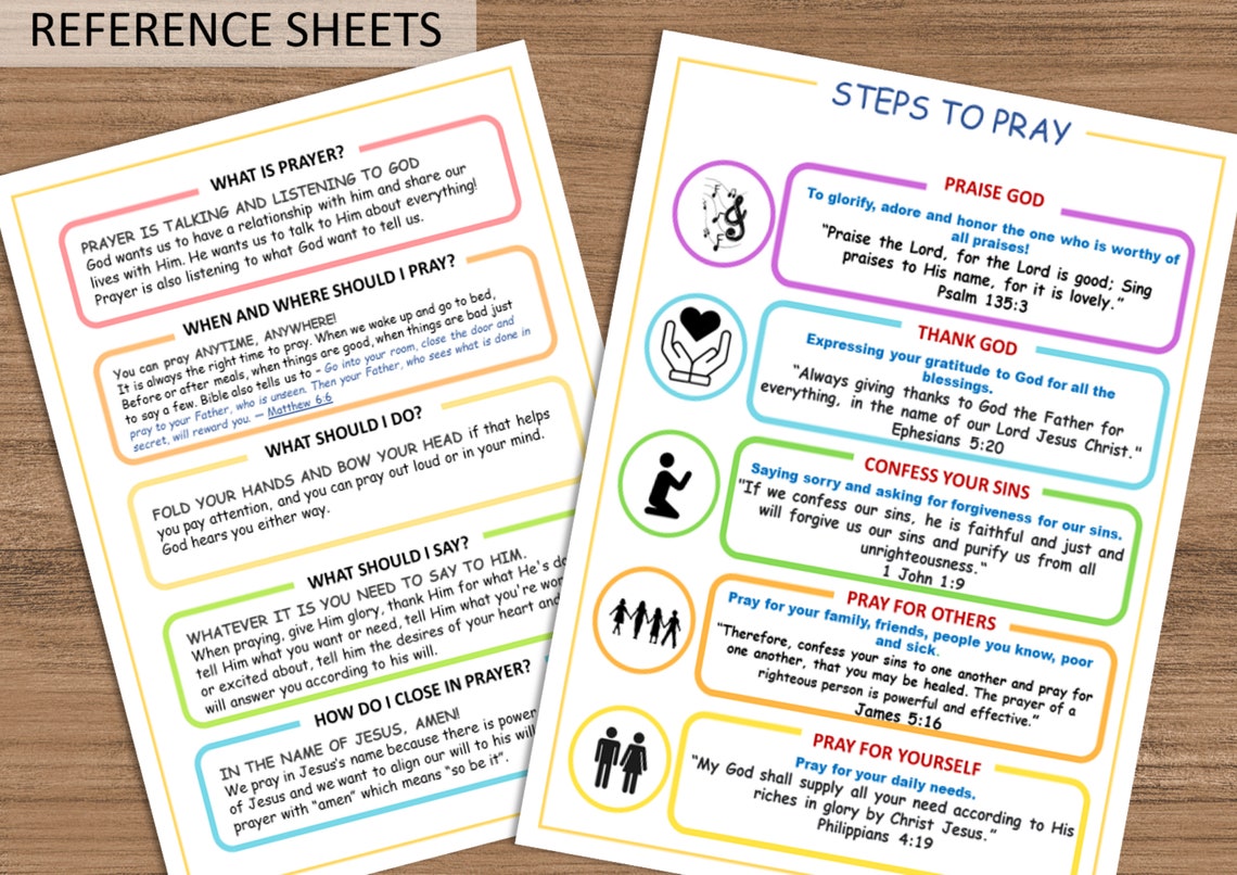 Teach Me to Pray Printable Pack Steps to Prayer Activity - Etsy