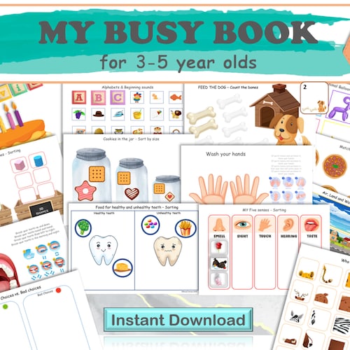 Preschool Learning Binder Printable Toddler Busy Book Quiet - Etsy