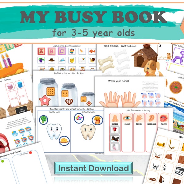 Five Senses Worksheet, Busy Book Printable, Preschool Learning Binder ...