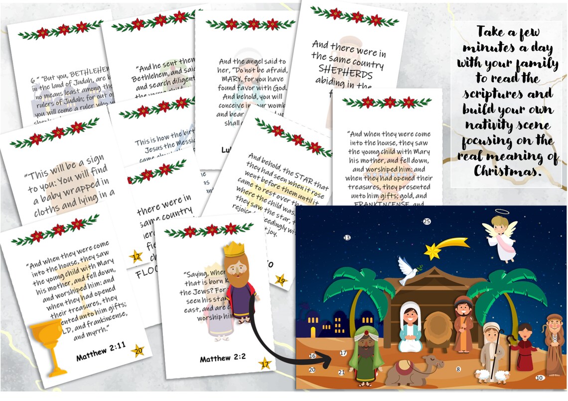 Printable Nativity Advent Calendar Countdown to Christmas | Etsy