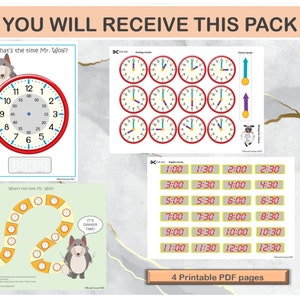 Clock for Toddlers and Preschoolers, Telling Time, Busy Book Sheets ...