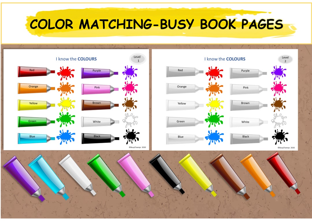 Color Matching Game, Busy Book Printable, Educational Activity ...