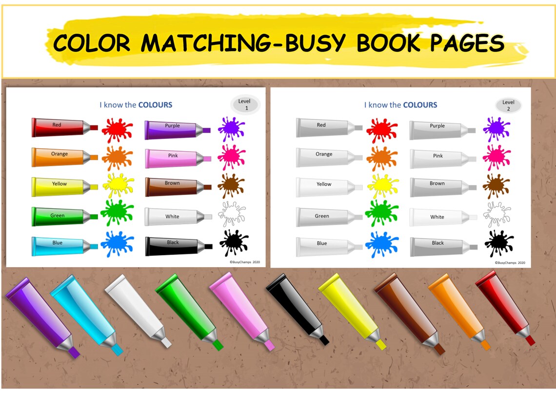 Color Matching Game, Busy Book Printable, Educational Activity ...