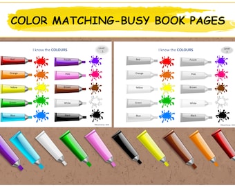 Color Matching Game, Busy Book Printable, Educational Activity ...