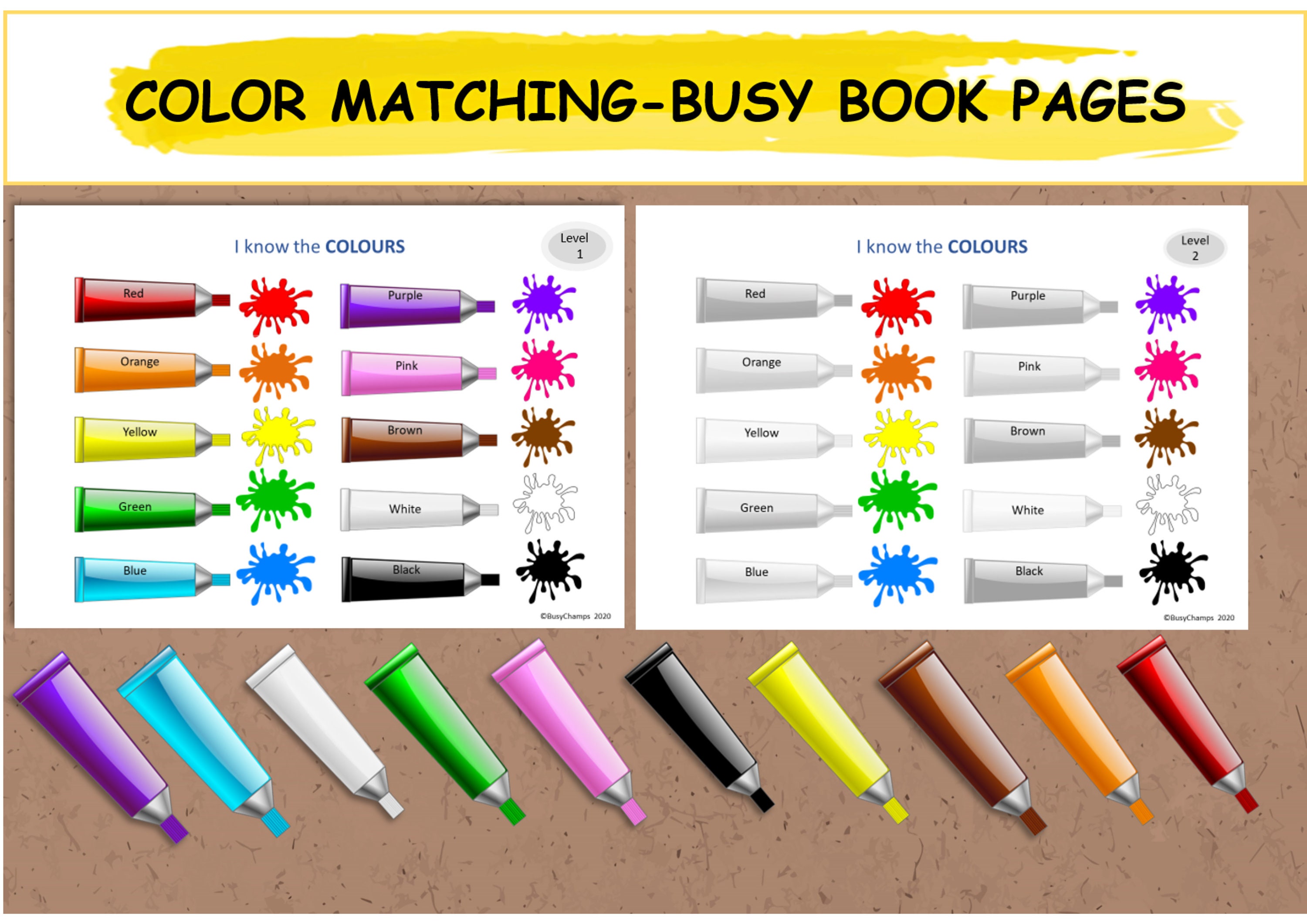 Color Matching Game, Busy Book Printable, Educational Activity ...