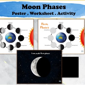 Moon Phases Printable Worksheets, Space Science Lesson, Preschool ...