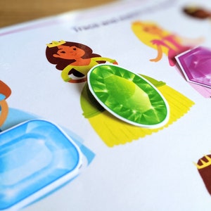 Shapes and Colors Busy Book Page, Princess Theme Printable Activity ...