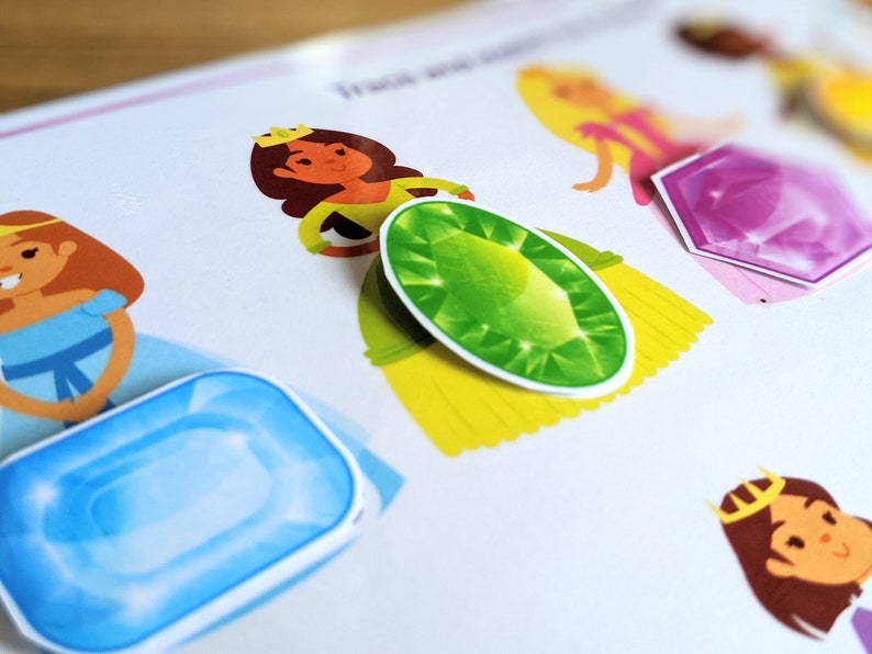 Shapes and Colors Busy Book Page, Princess Theme Printable Activity ...