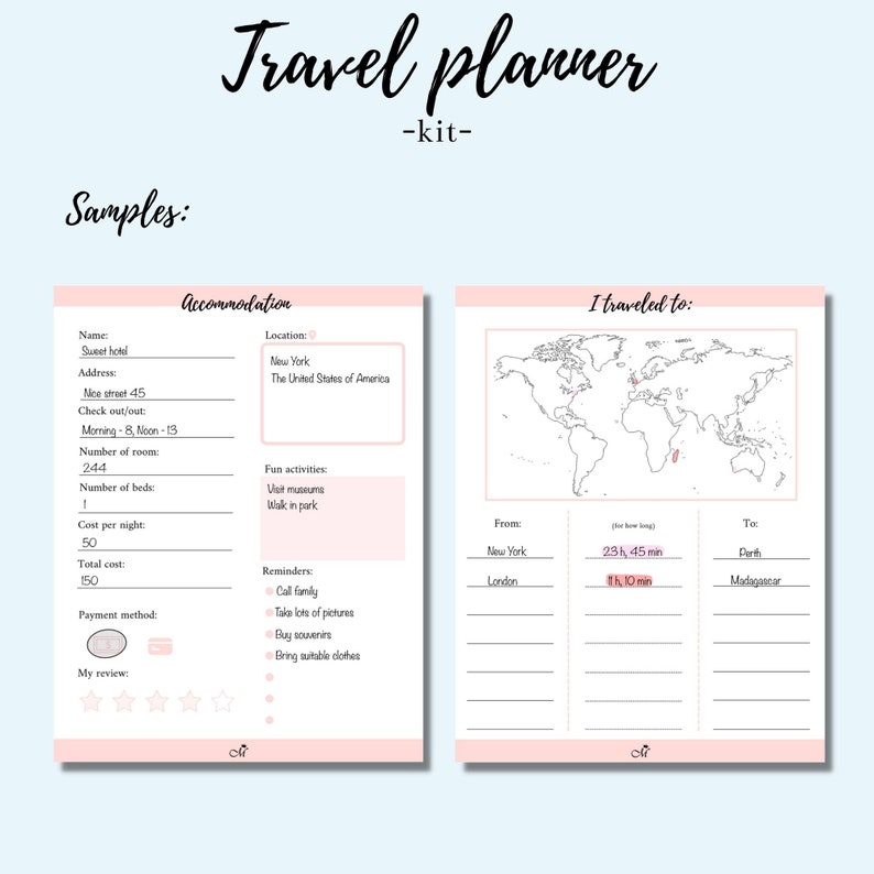 Travel Planner - Kit | Vacation Planner | Travel Checklist | Digital ...