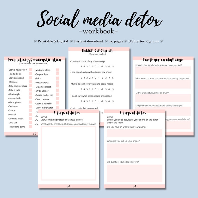 Social Media Detox - Workbook | Social Media Worksheet | Social Media ...