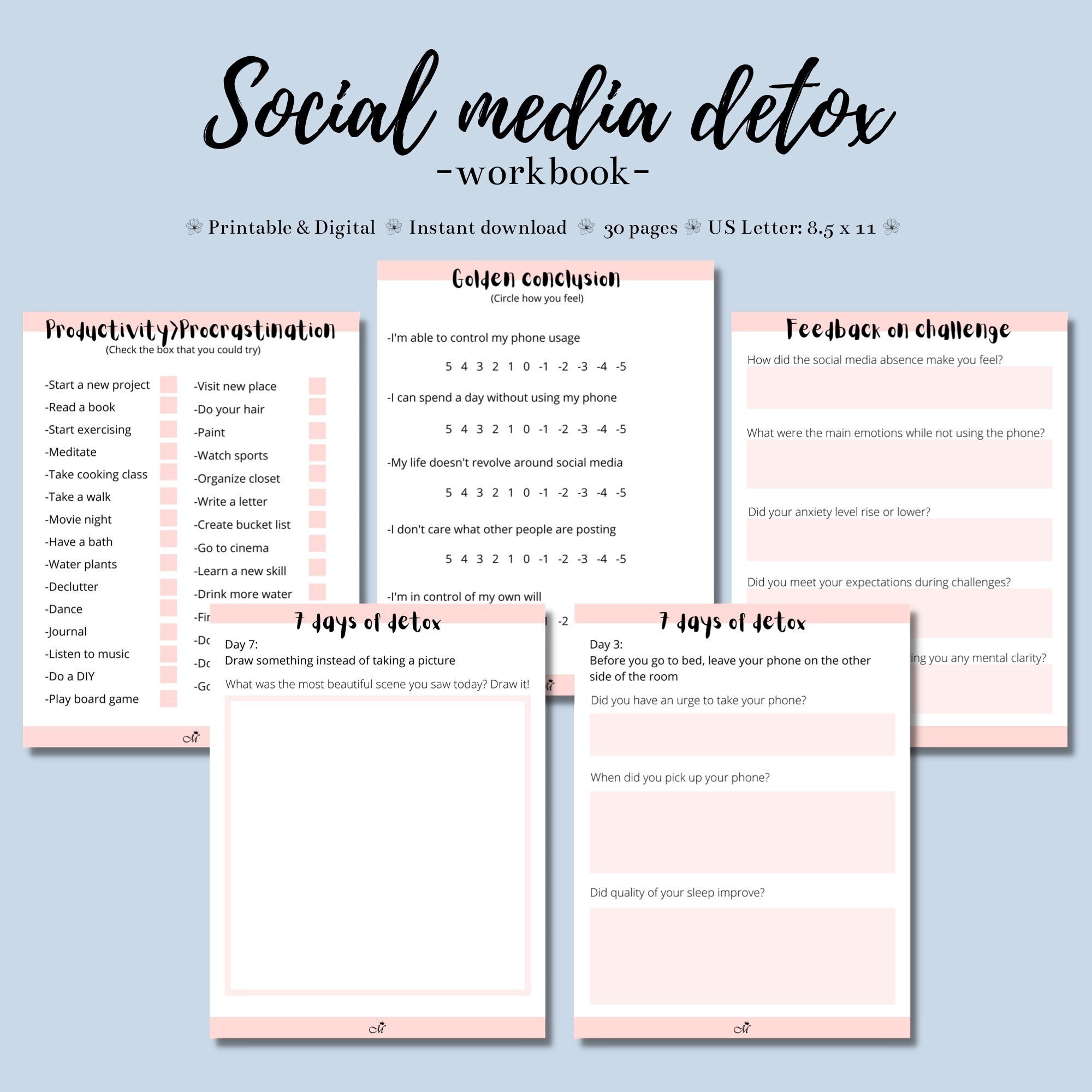 Social Media Detox - Workbook | Social Media Worksheet | Social Media ...
