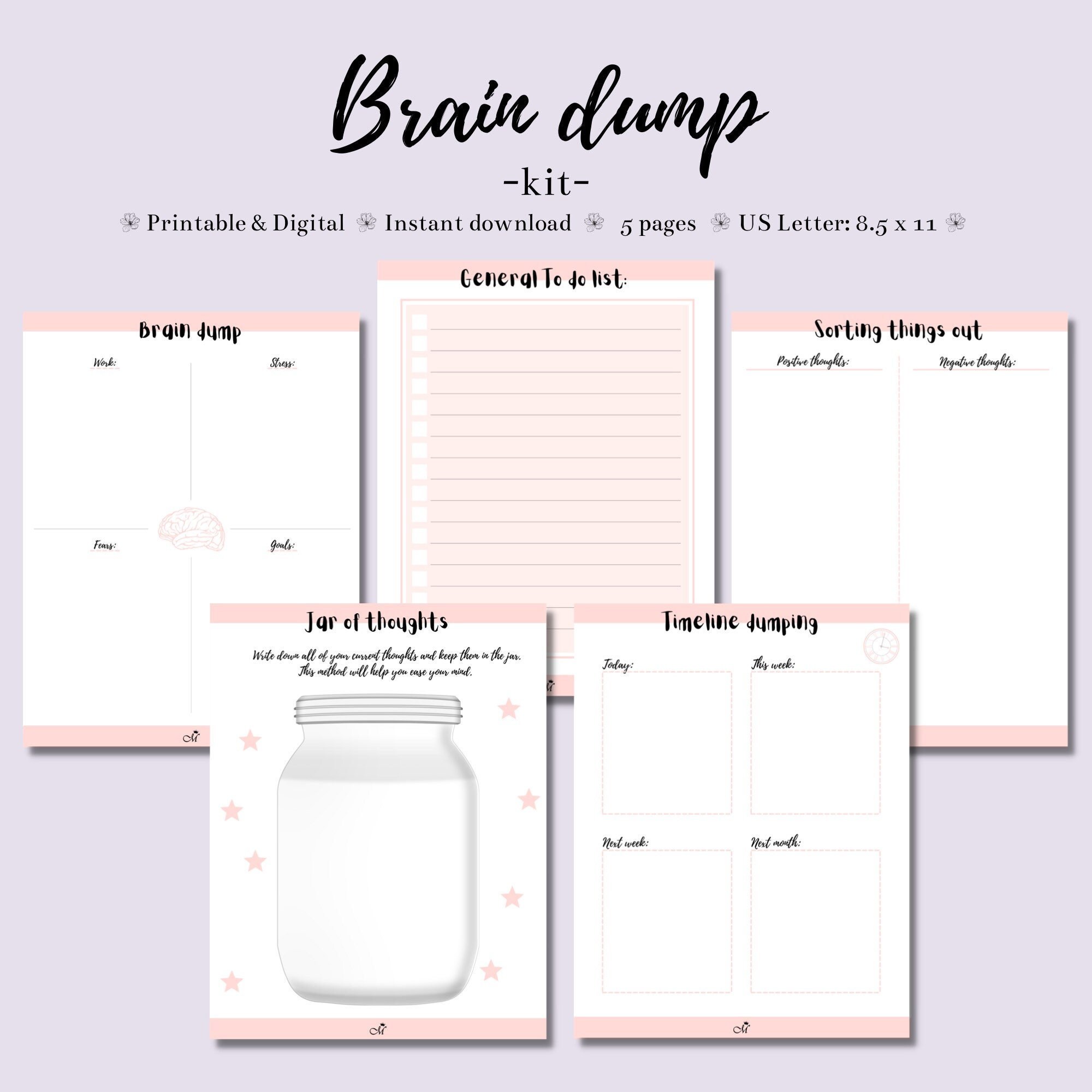 Brain Dump - Kit | Mind Dump | Brain Dump Template | Brain Dump ...
