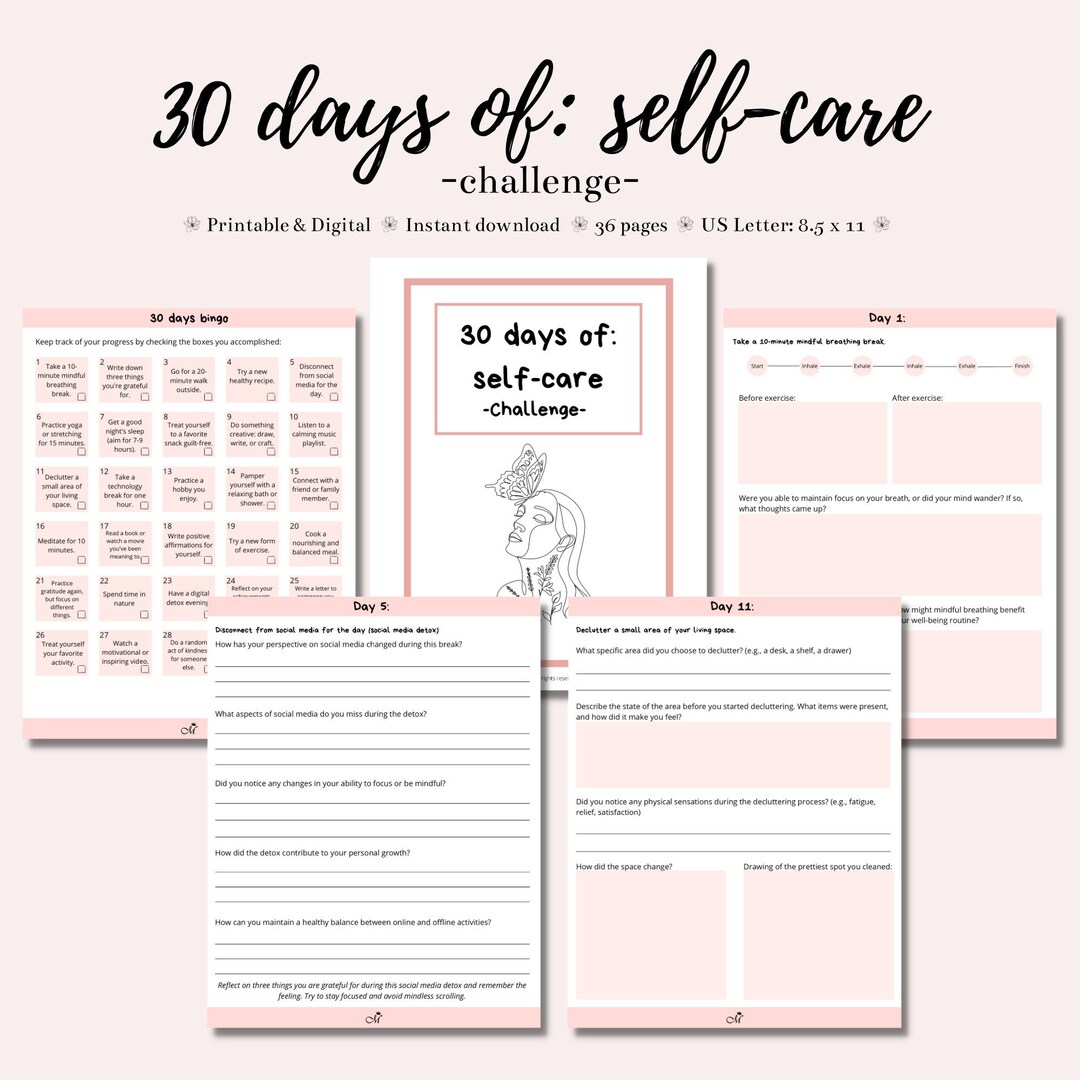 30-day Self-care Challenge: Printable Journal & Planner (PDF) - Etsy