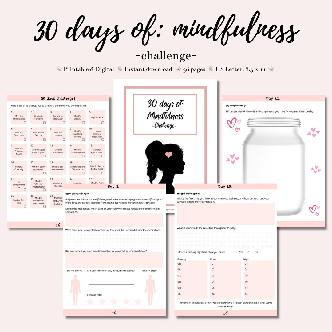 Mindfulness Challenge: 30-day Journal Prompts (PDF Download) - Etsy