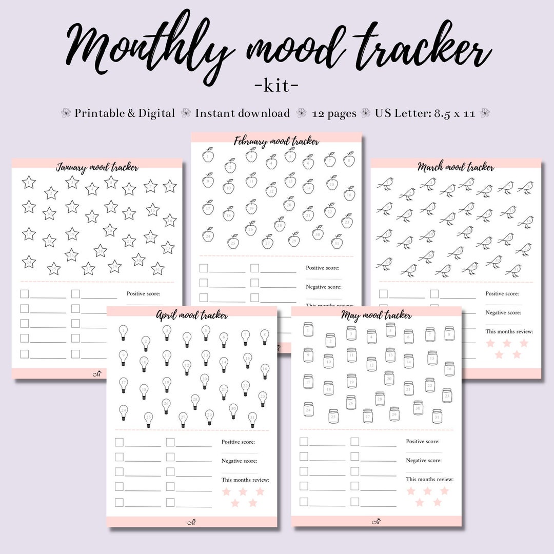 Monthly Mood Tracker - Kit | Mood Journal | Mood Tracker Printable ...