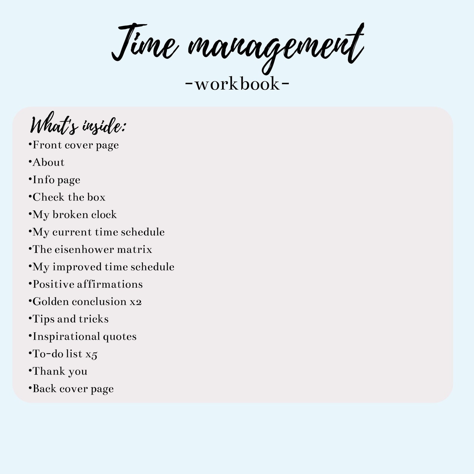 Time Management - Workbook | Time Management Printable | Organising ...