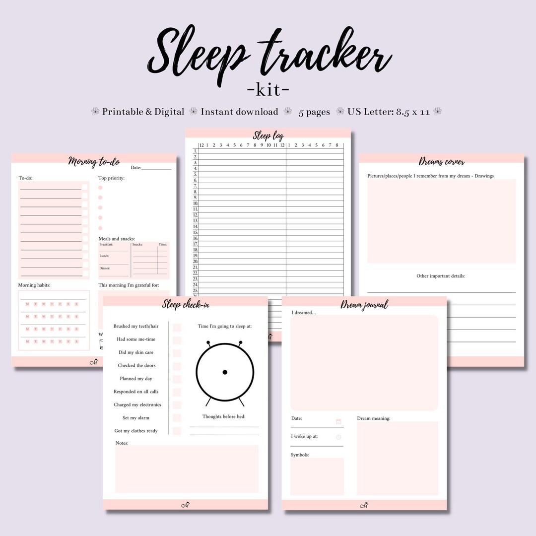 Sleep Tracker Kit: Printable Sleep Log, Dream Journal (PDF Download) - Etsy