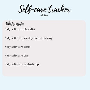 Self-care Tracker - Kit | Self Care Checklist | Self Care Printable ...