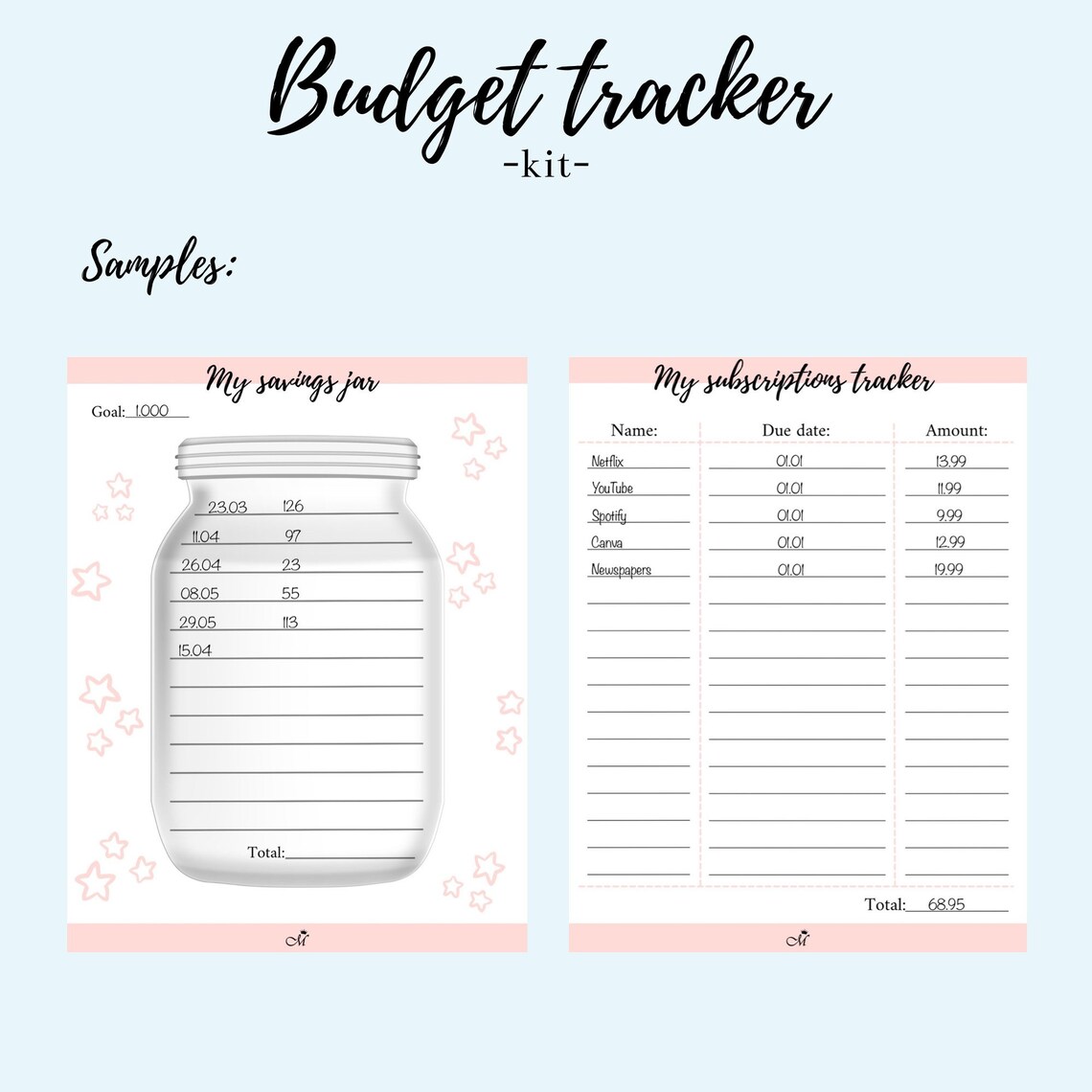 Budget Tracker Kit Finance Tracker Expense Tracker - Etsy