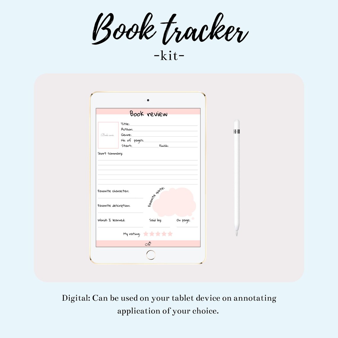 Book Tracker - Kit | Book Review | Reading Tracker | Reading Planner ...