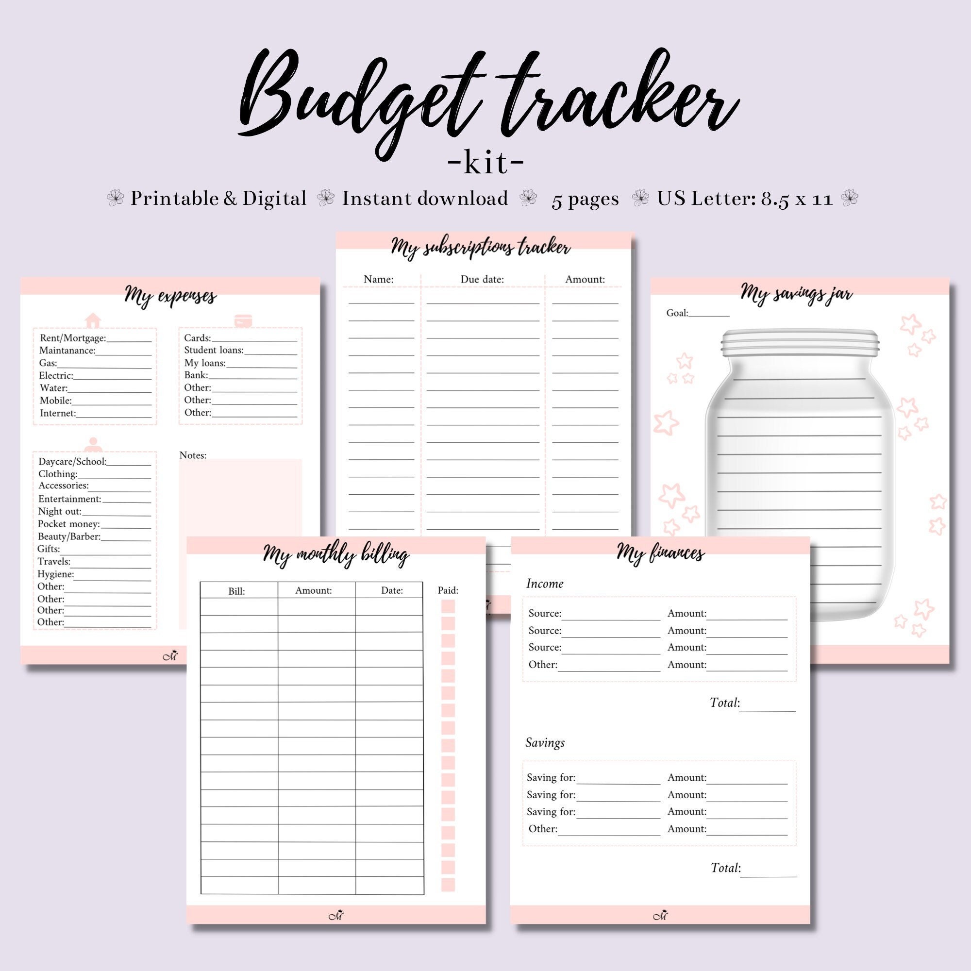 Budget Tracker - Kit | Finance Tracker | Expense Tracker | Savings ...