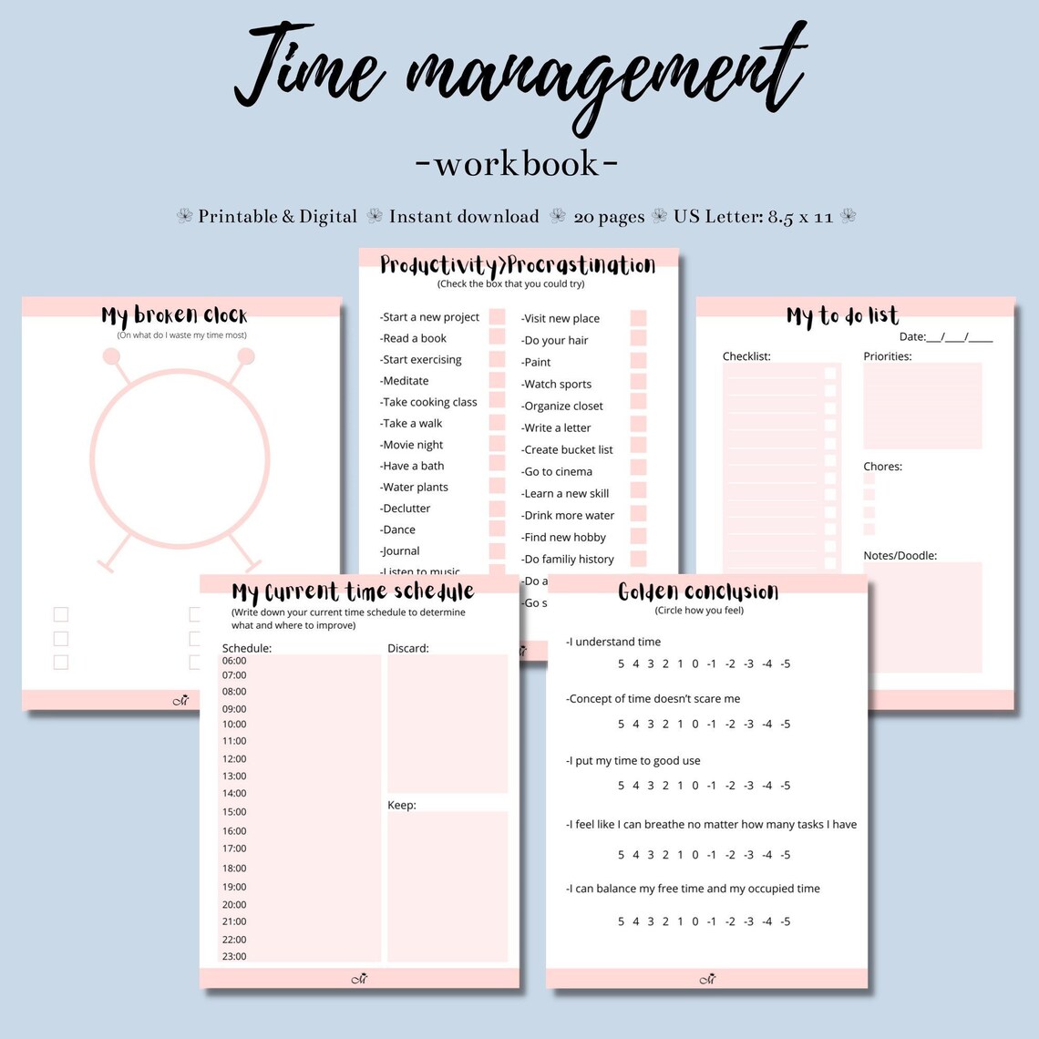 Time Management - Workbook | Time Management Printable | Organising ...