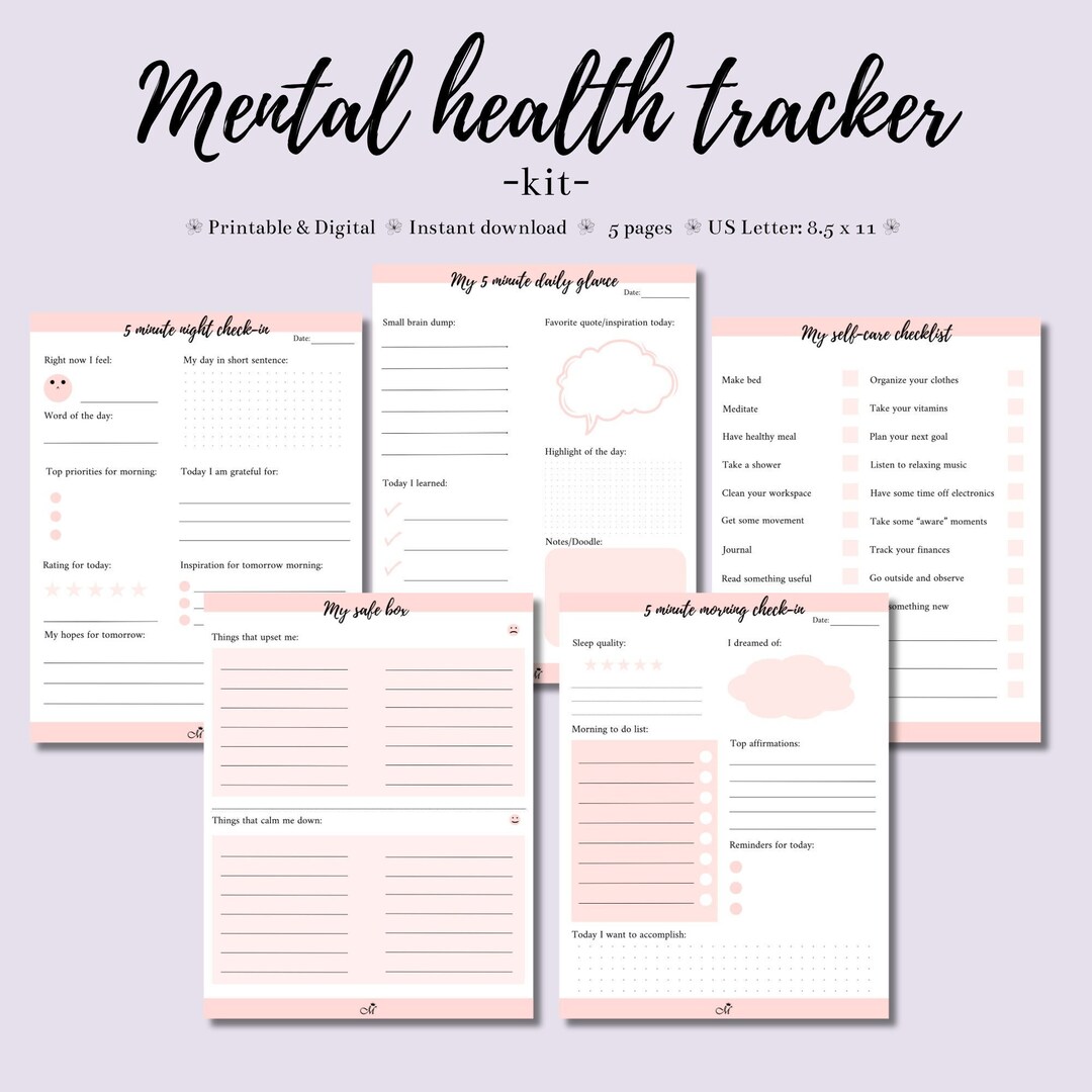 Mental Health Tracker Kit: 5-minute Wellness Journal (digital Download ...
