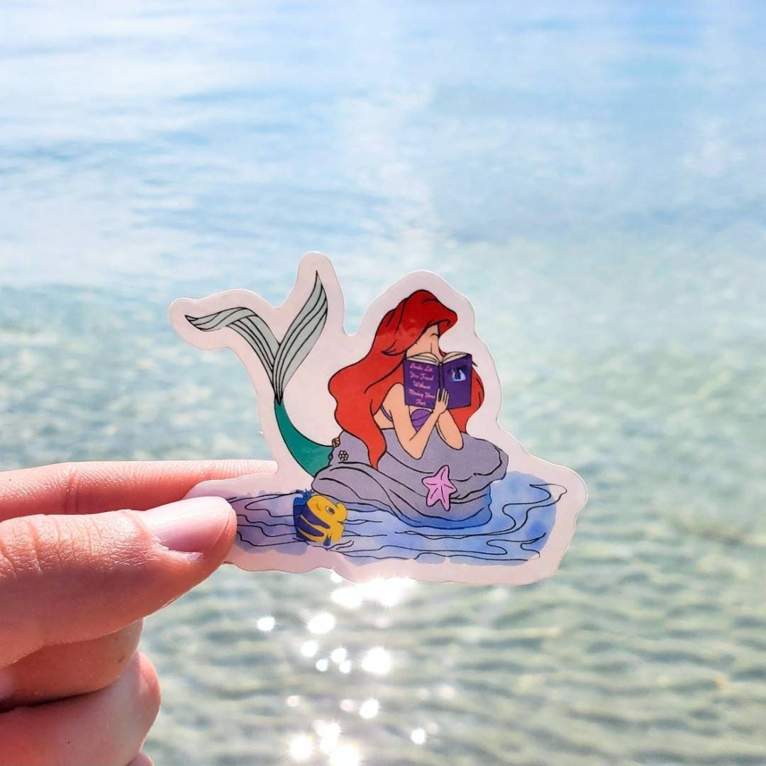 Bookish Ariel Sticker/ Little Mermaid Waterproof Vinyl - Etsy