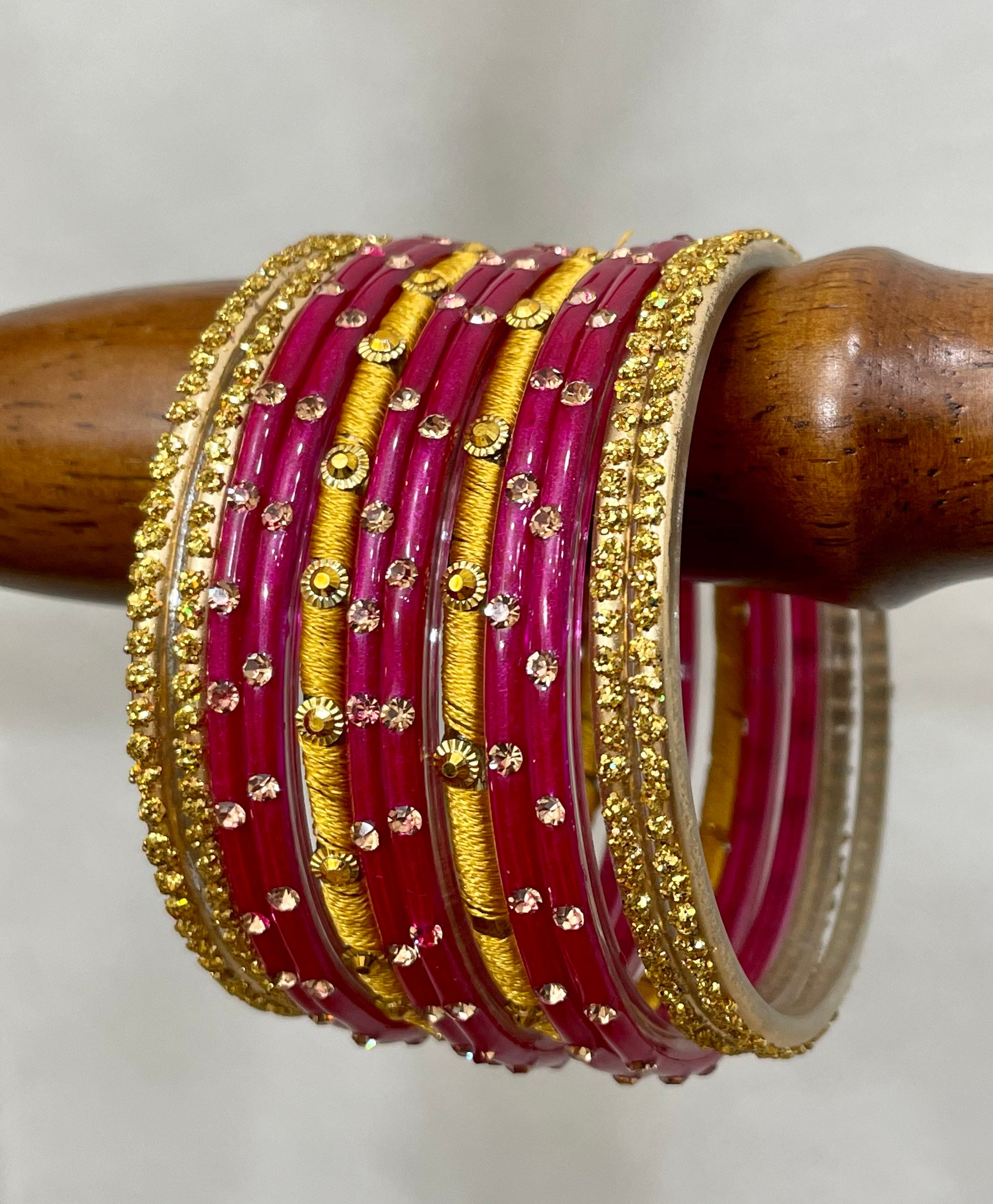 Glass bangles pink bangles seemantham bangles Hand made | Etsy