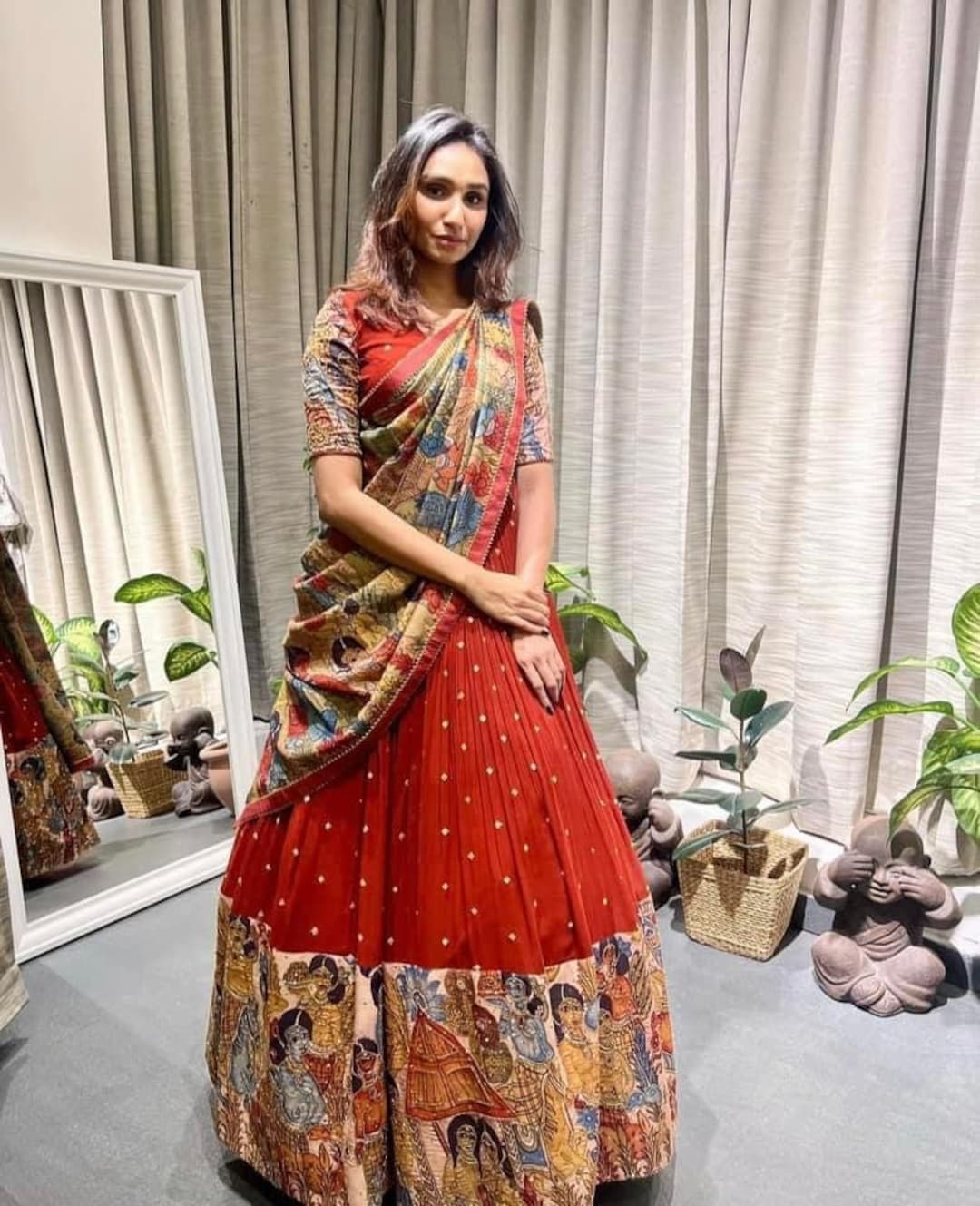 Hand Painted Pen Kalamkari Lehenga Bridal Lehenga Partywear Lehenga ...