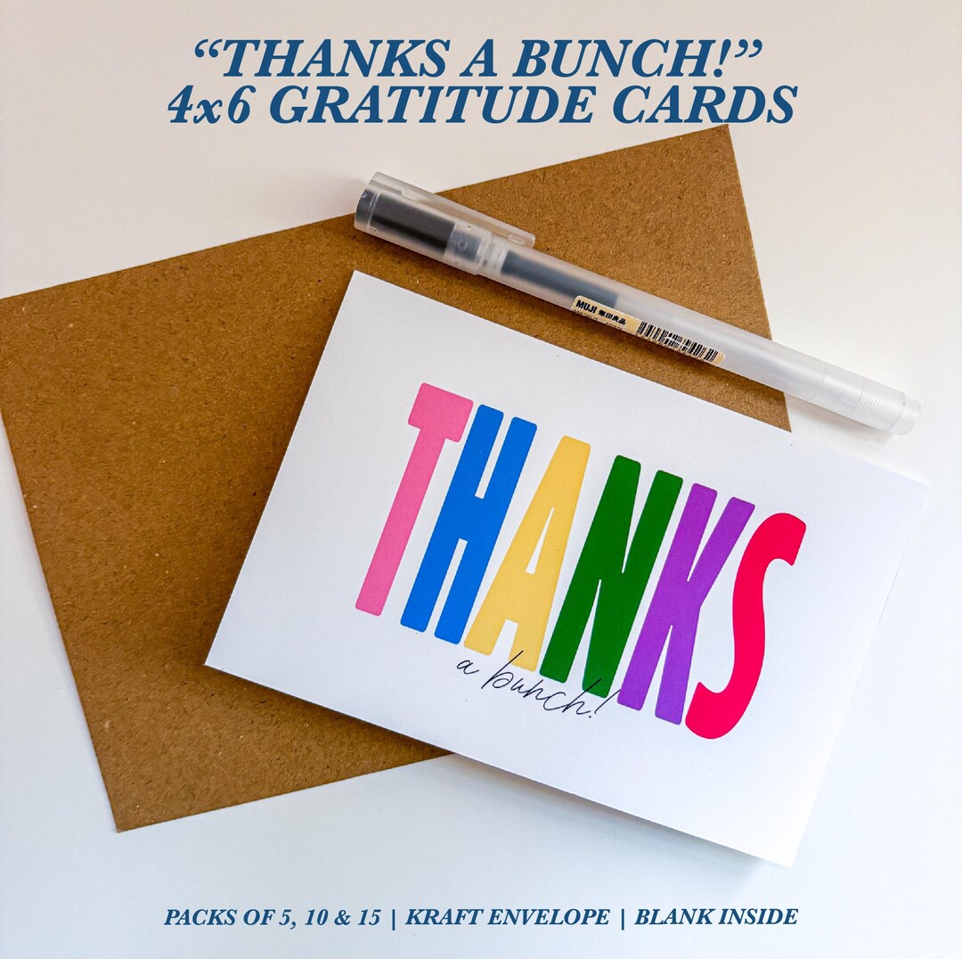 Colorful "thanks A Bunch!" Thank You Cards With Kraft Envelopes ...