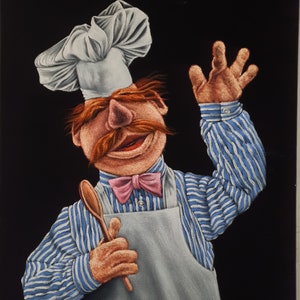 Swedish Chef From the Muppets: Original Oil Painting on Black - Etsy