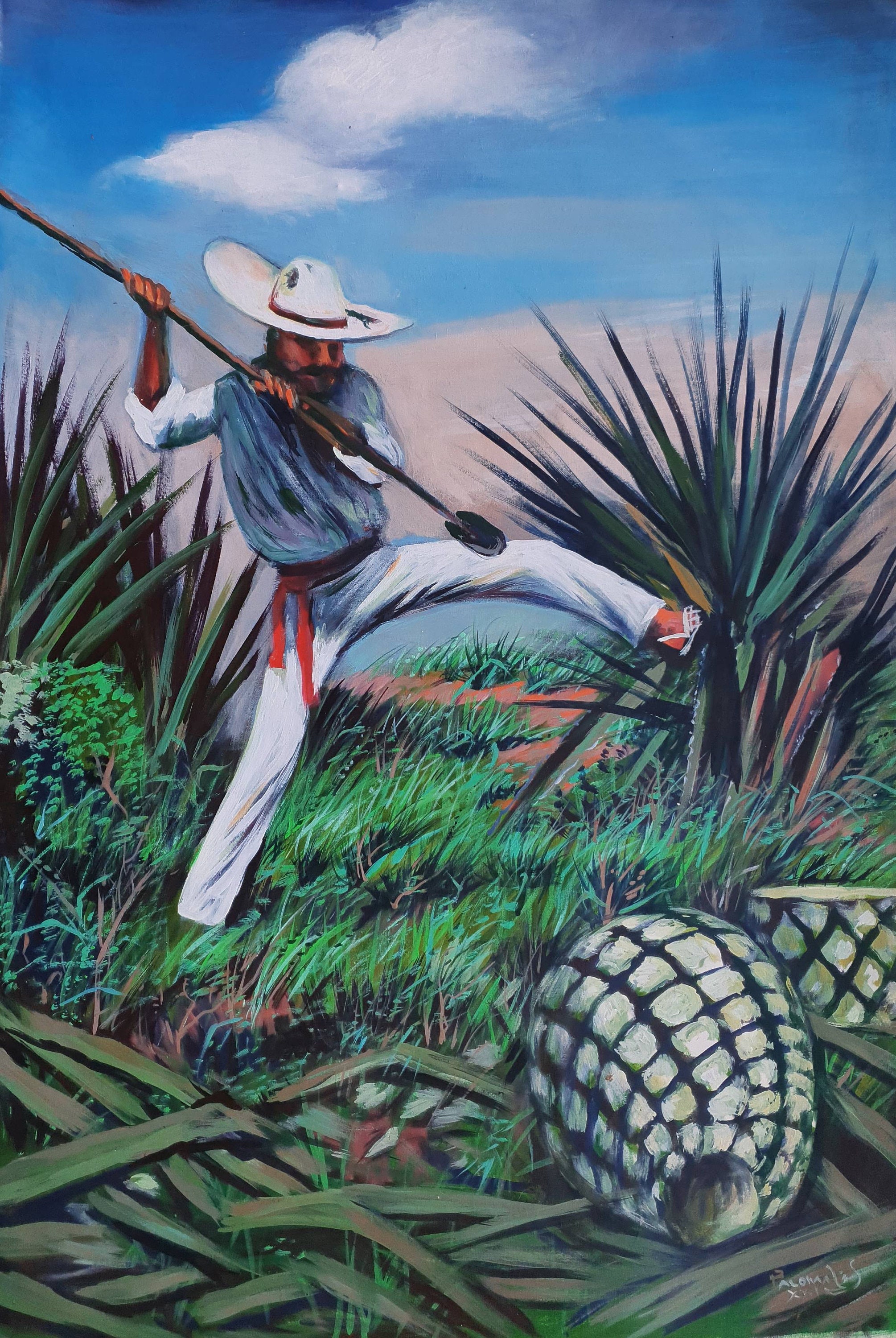 Blue Agave Plant Painting