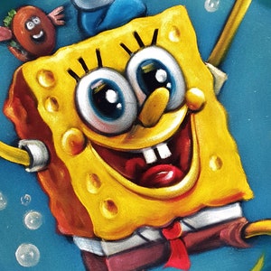Spongebob Squarepants: Original Oil Painting on Black Velvet - Etsy