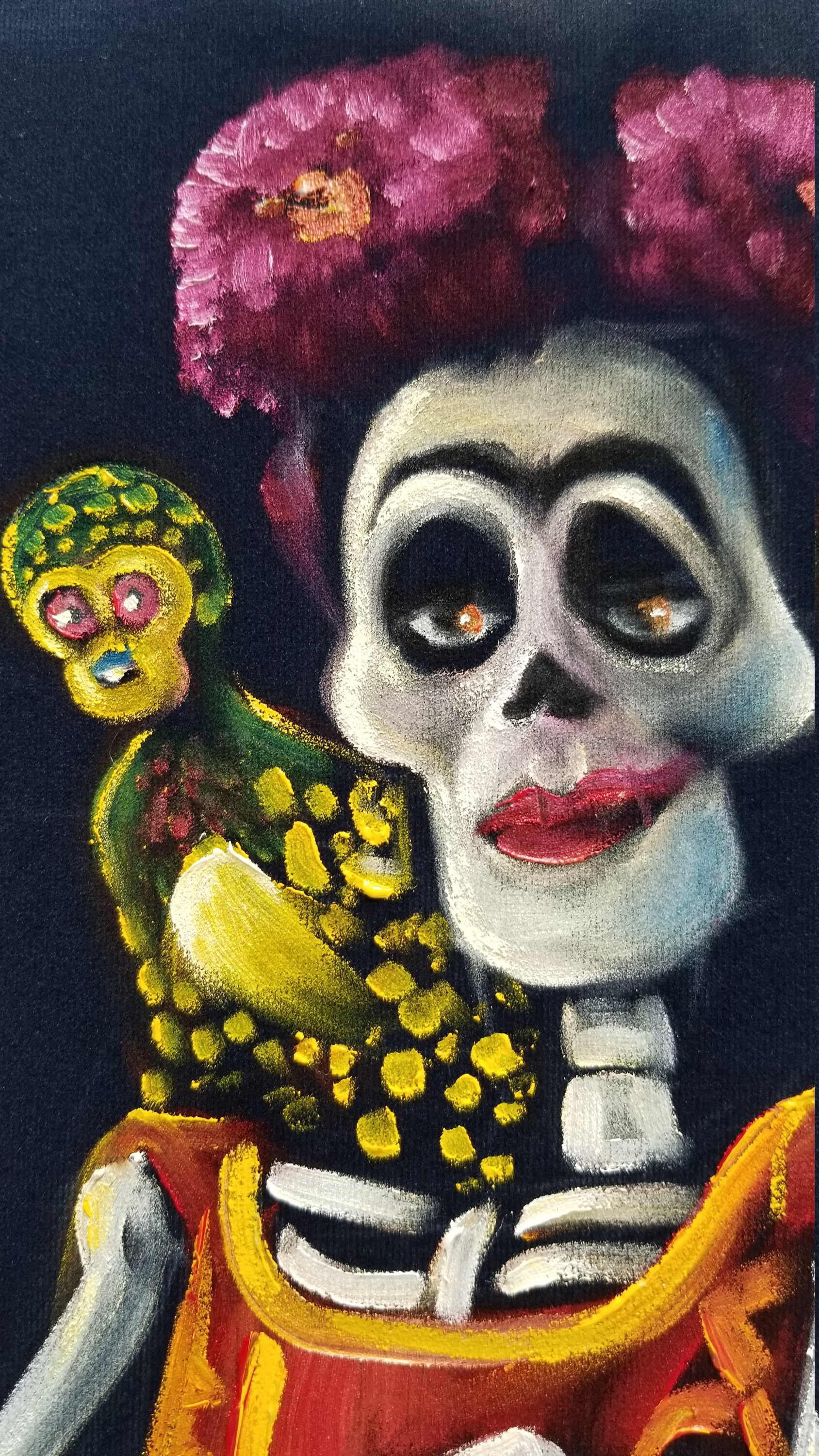 Original oil painting on black velvet by Santos Llamas size 24x18 # ...