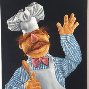 Swedish Chef From the Muppets: Original Oil Painting on Black | Etsy