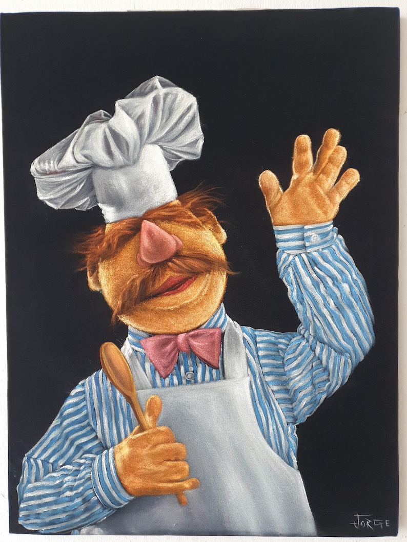 Swedish Chef From the Muppets: Original Oil Painting on Black | Etsy