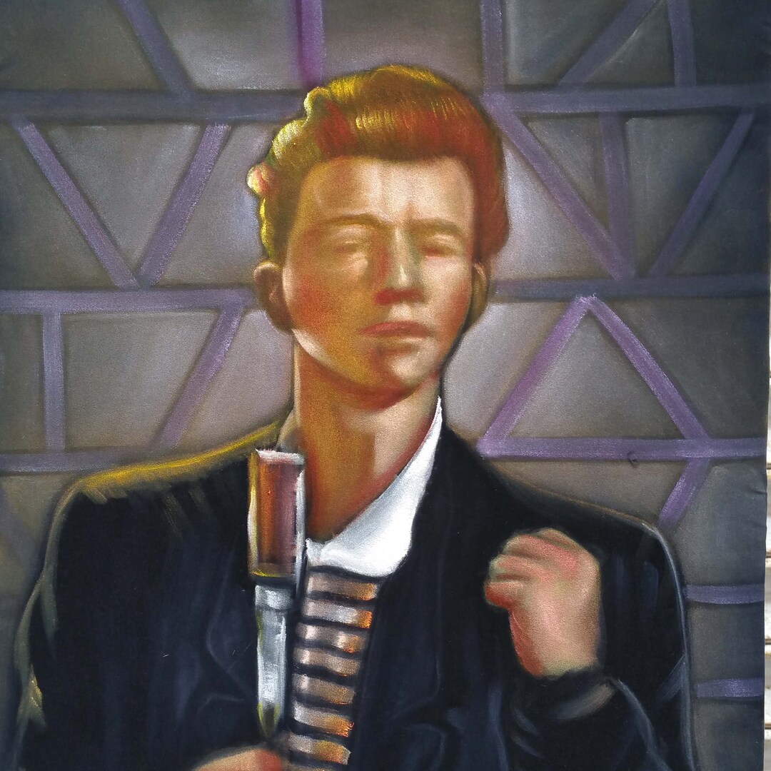 Rickroll Meme Rick Astley Portrait: Original Oil Painting on - Etsy