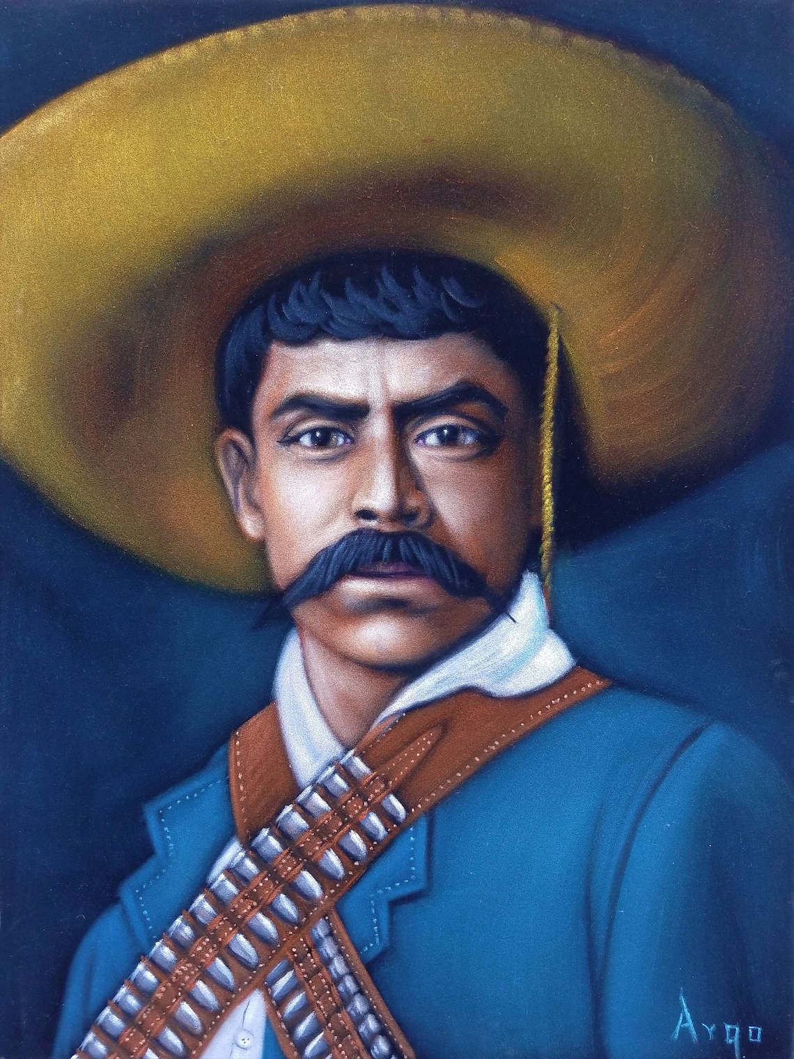 Emiliano Zapata Portrait Mexican Revolutionary Original Oil | Etsy