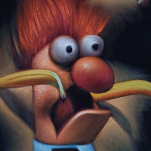 Beaker From the Muppets: Original Oil Painting on Black - Etsy