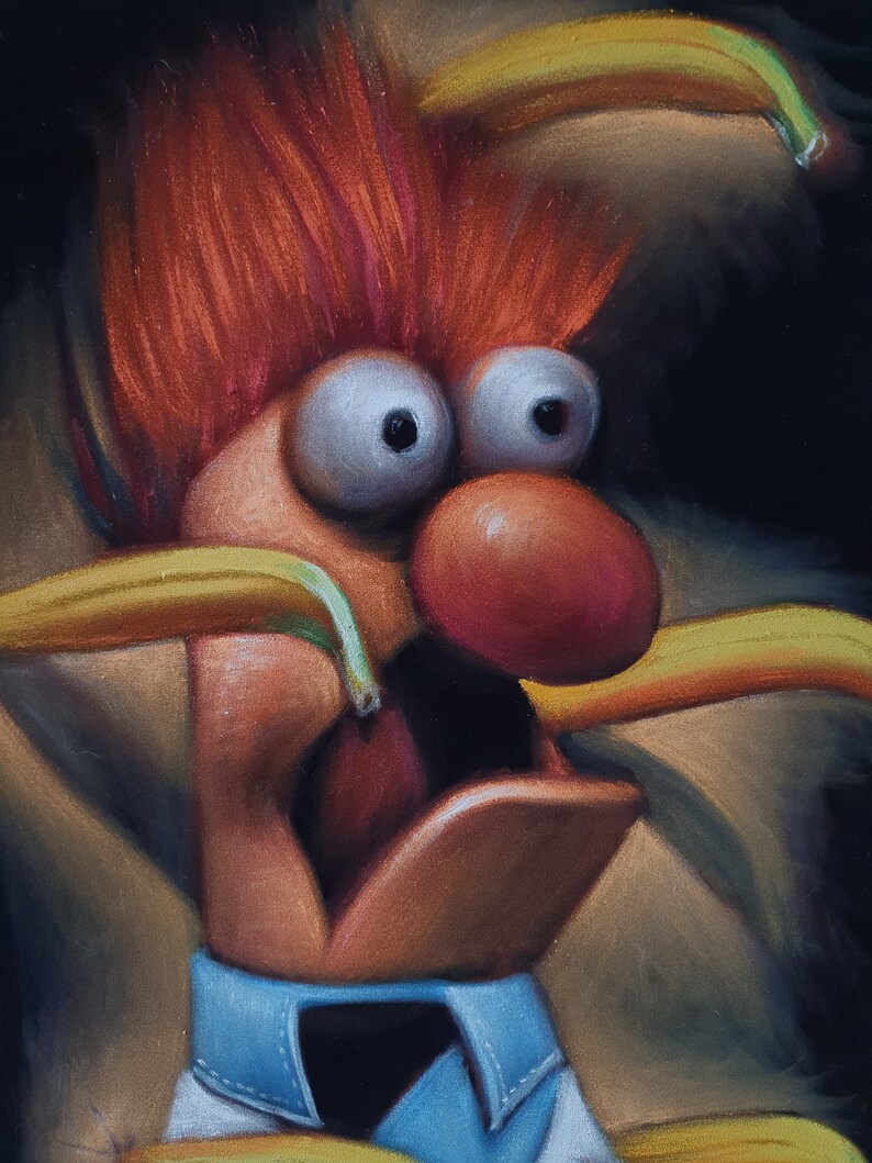 Beaker From the Muppets: Original Oil Painting on Black - Etsy