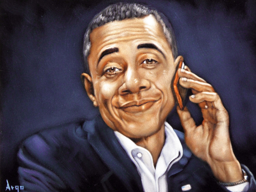Barack Obama on Phone 44th President of the United States - Etsy