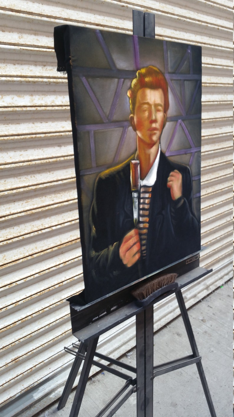 Rickroll Meme Rick Astley Portrait: Original Oil Painting on - Etsy