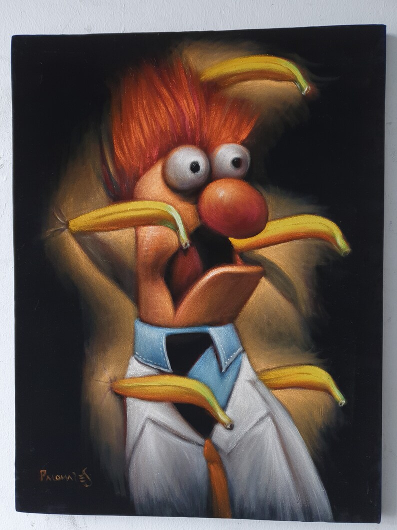 Beaker From the Muppets: Original Oil Painting on Black - Etsy
