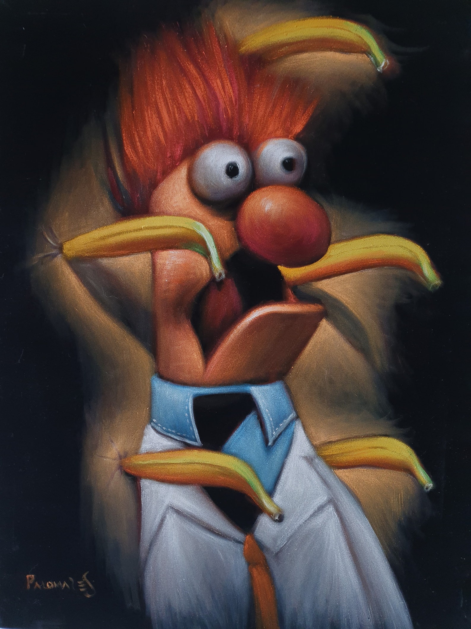 Beaker From the Muppets: Original Oil Painting on Black - Etsy