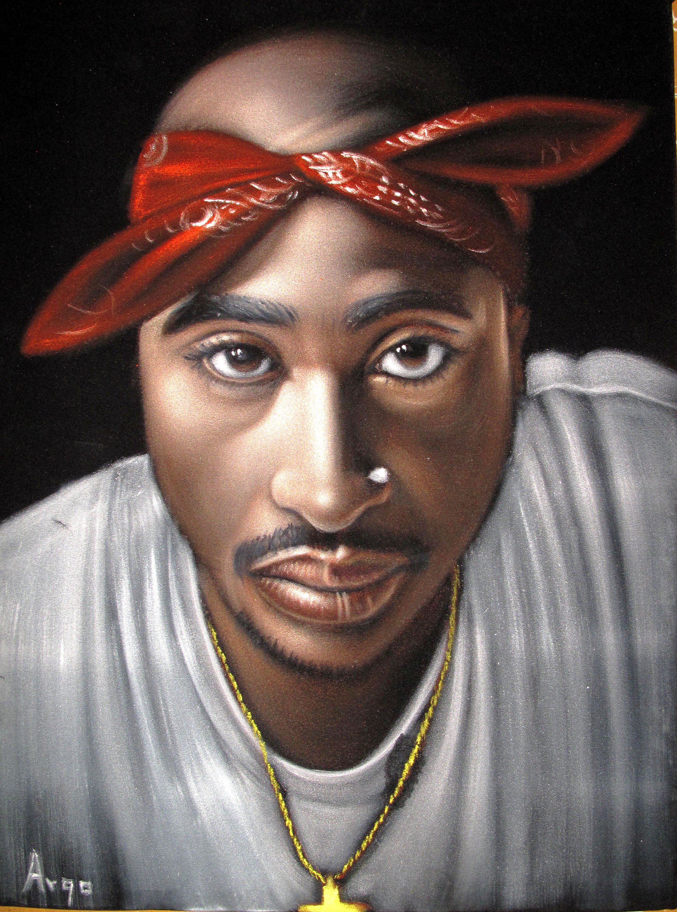 Tupac Shakur 2Pac Portrait Original Oil Painting Black Velvet | Etsy