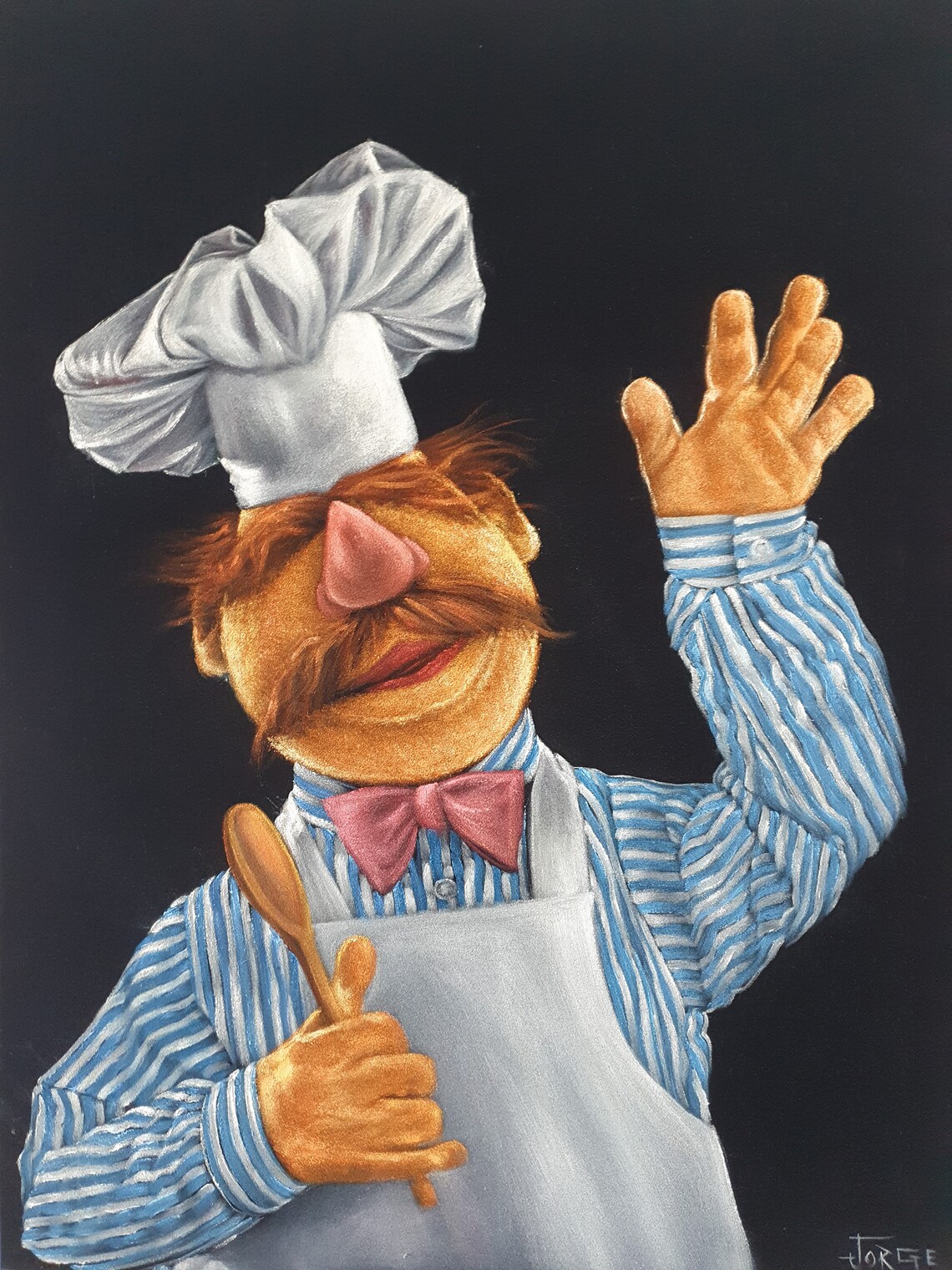 Swedish Chef From the Muppets: Original Oil Painting on Black | Etsy