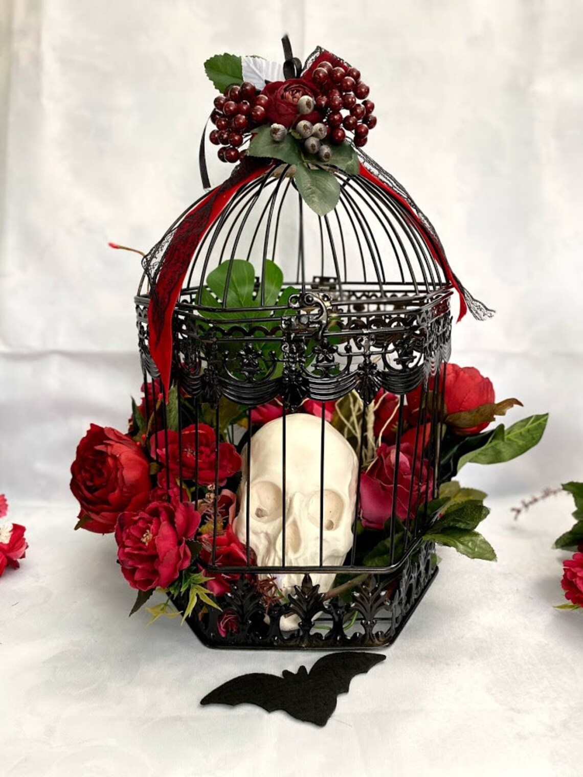 Big Hanging Black Bird Cage With Flowers Decorative Bird - Etsy