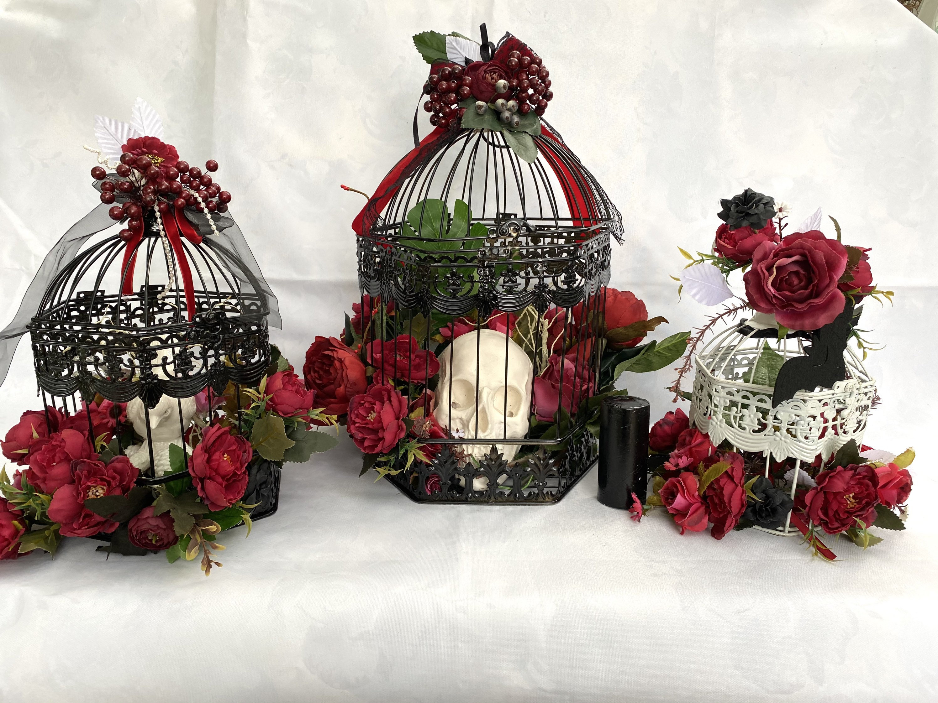 Set Hanging White Bird Cage With Flowers Decorative Bird Cage - Etsy
