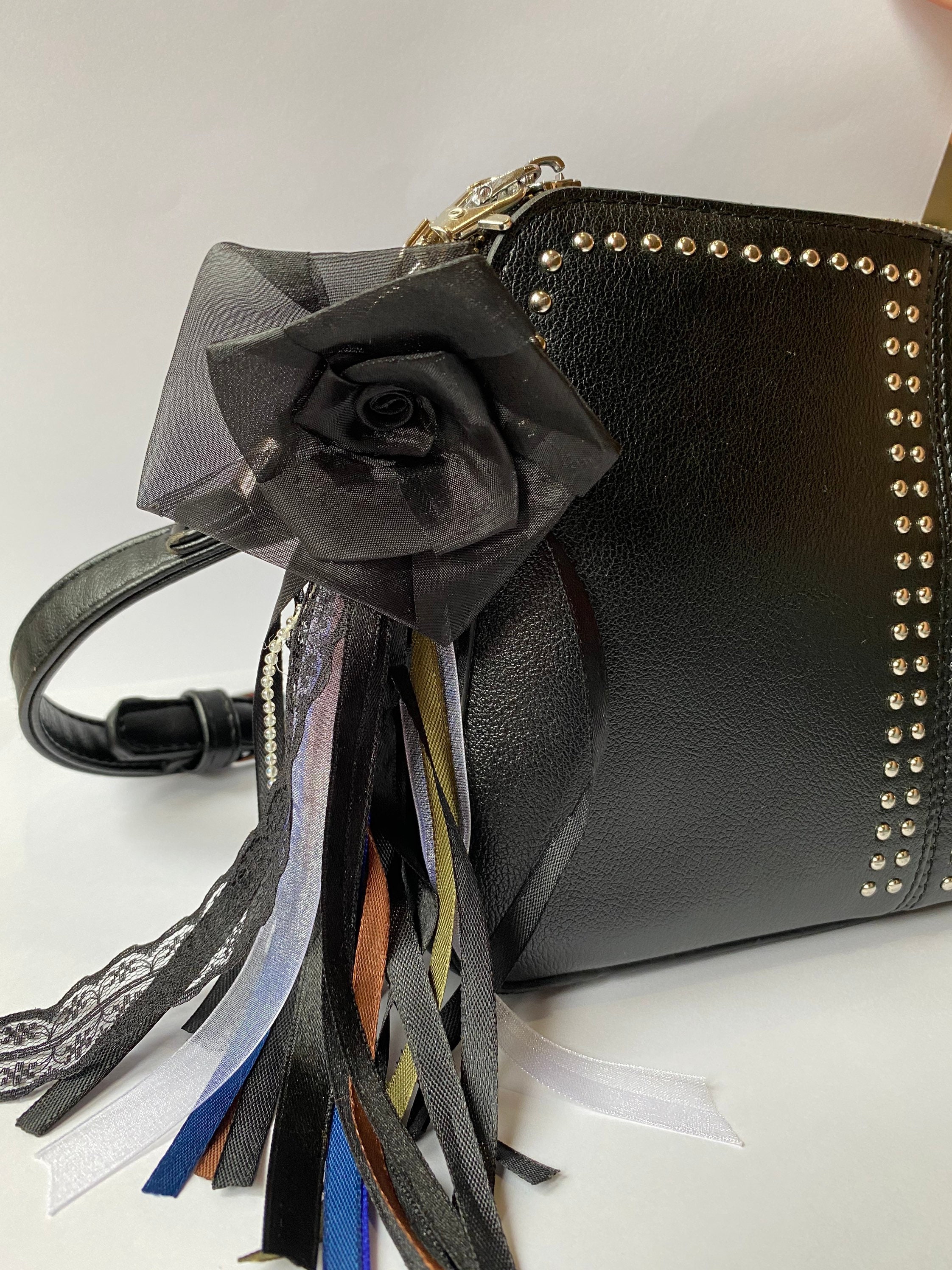 Black Ribbon Bags Charm Ribbon Zipper Pull Handmade Zipper - Etsy UK